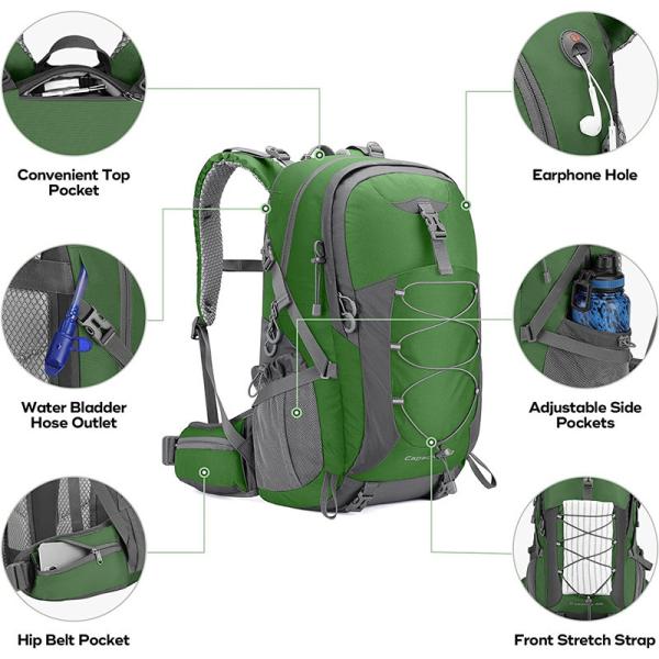 Quality 40L Ripstop Nylon Outdoor Waterproof Hiking Backpack With Rain Cover for sale