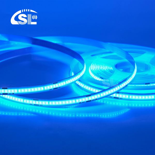Quality Electroplate COB 24v COB 320Ds 8mm Ra 85 Ice BLue Light Strip with 50000 Hour Lifespan for sale