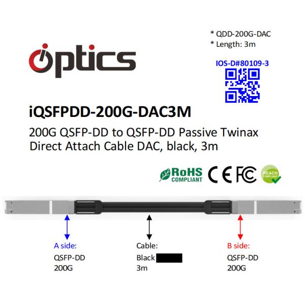 Quality 200G QSFPDD To QSFPDD DAC(Direct Attach Cable) Cables (Passive) 3M Qsfp Dd Dac for sale
