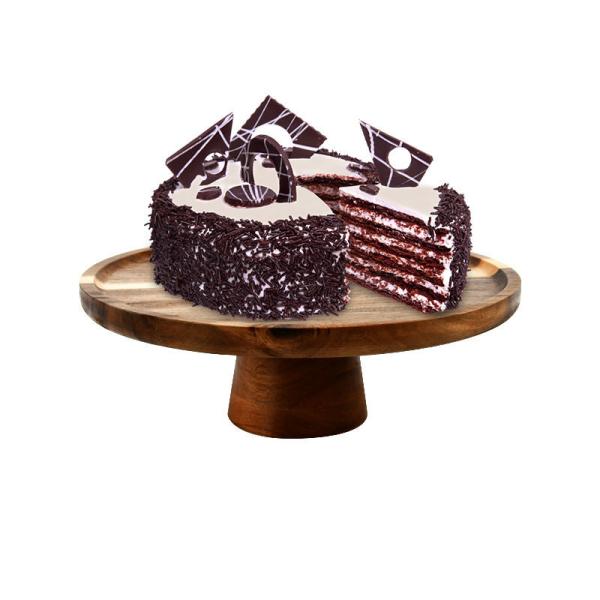 Quality Round Innovative Acacia Wood Serving Tray Cake Stand Food Platter for sale