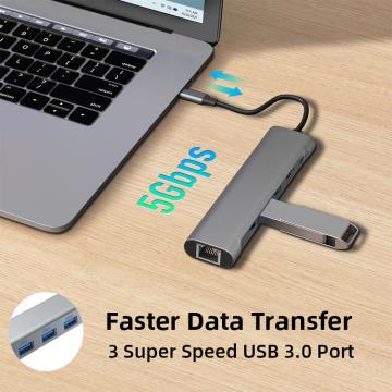 Quality Docking Station USB C Adapter 6 In 1 with HDMI 4K Triple Display Port 3 60W PD for sale