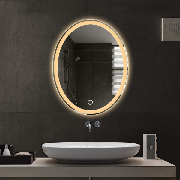 Quality Customized Touch Sensor Bathroom Mirror Wall Mounted Oval Backlit Bathroom for sale