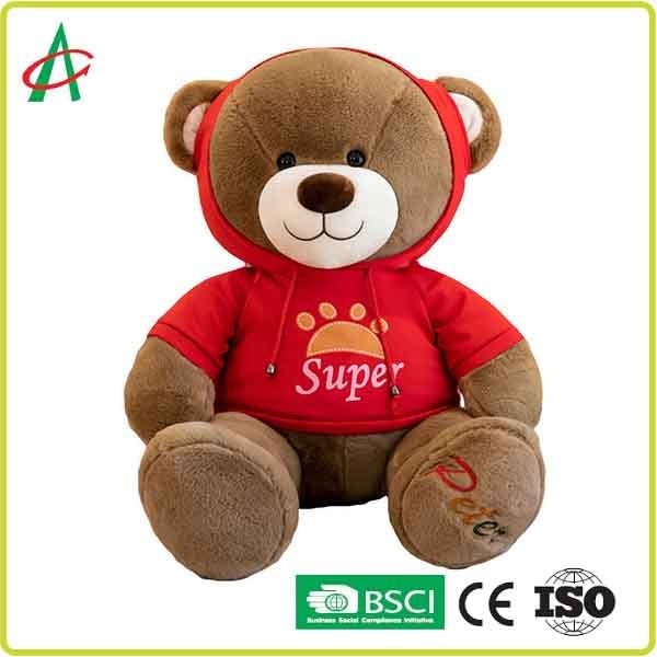 Quality CE 30cm Plush Teddy Bear Reinforced Stitching With Hoodie for sale