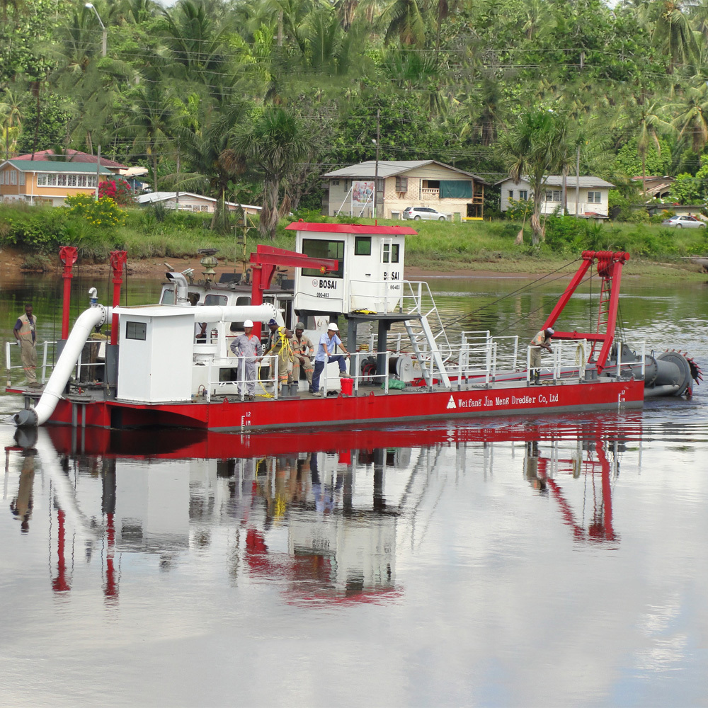 Close-up of cutter head dredging machine components