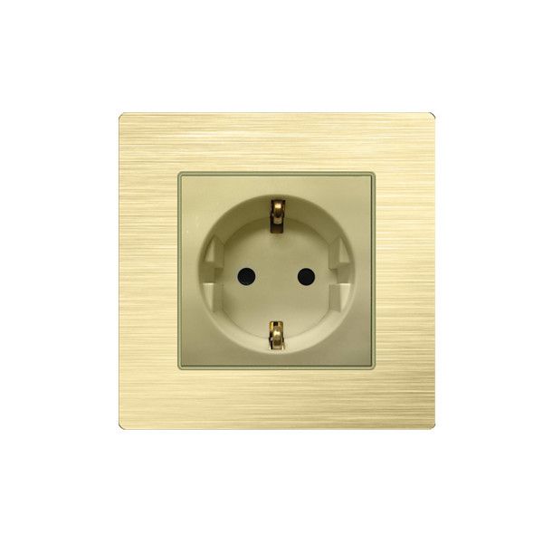 Quality 16 amp Schuko Wall Socket Champagne Color Vertical conjoined frame for sale