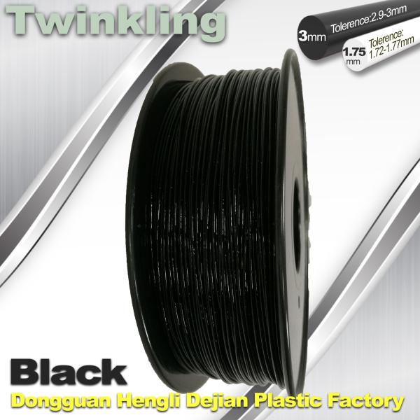 Quality Twinkling 3D Printer Filament 1.75mm Black Filament 1.3Kg / Roll Flexible 3d for sale
