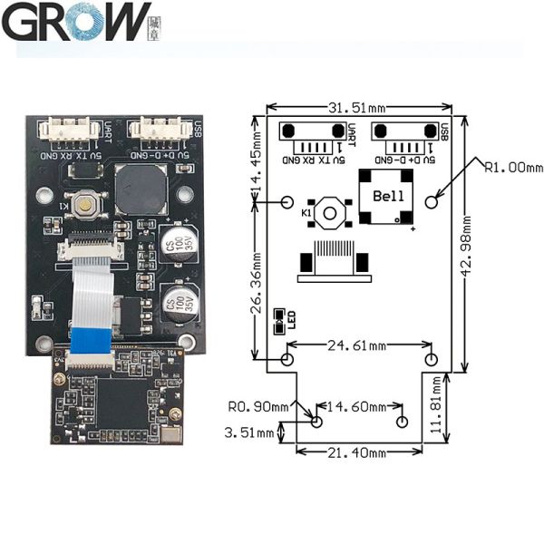 Quality GROW GM69 1280*800CMOS High Density Bar Code Readable 1D 2D USB UART PDF417 Bar for sale