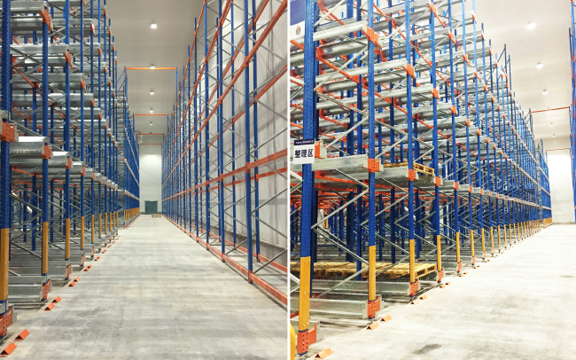 Two Way Radio Shuttle Racking Pallet Runner Rack System For Cold Storage Cold Chain