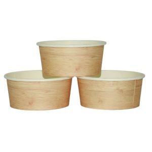 Quality 12oz Brown Disposable Dessert Bowls with Lids for Hot or Cold Food Paper Snack for sale