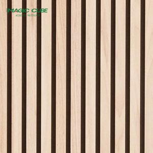Quality Wood Veneer Acoustic Slat Wall Panel Lightweight With Polyester Fiber Base for sale