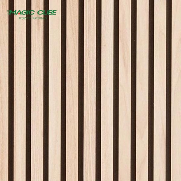 Quality Wood Veneer Acoustic Slat Wall Panel Lightweight With Polyester Fiber Base for sale