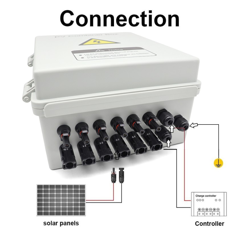 IP65 Waterproof Solar Energy PV Combiner Box 1-6 Strings Plastic Distribution Enclosure Solar DC Switching Box