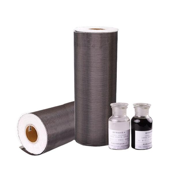 Quality Black 300gsm Unidirectional Full Carbon Fiber Fabric For Construction for sale
