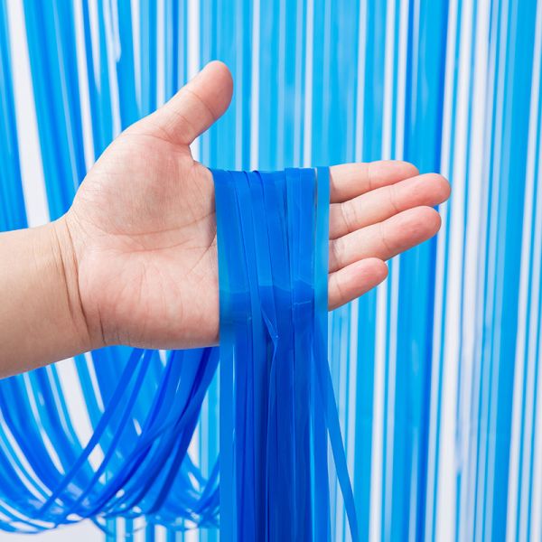 Quality Customization Halloween Fringe Curtain Decoration PET Foil Fringe Curtain Blue For Party for sale