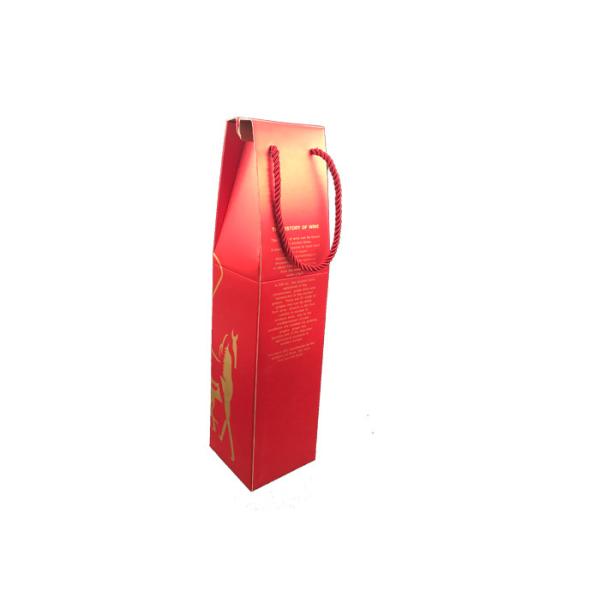 Quality Red Fancy Corrugated Wine Gift Box Packaging With Red Handles Customized Logo for sale