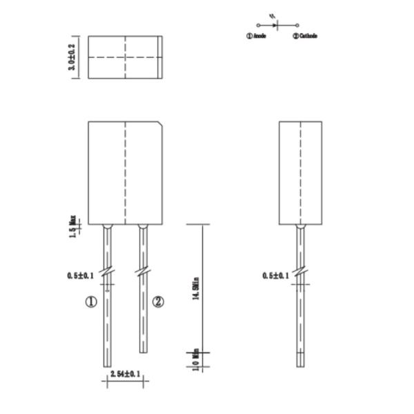 Quality 257 5.2x2.75x7.6mm Plastic Sealed Infrared Diode IR Receivers 400nm - 1100nm IR for sale
