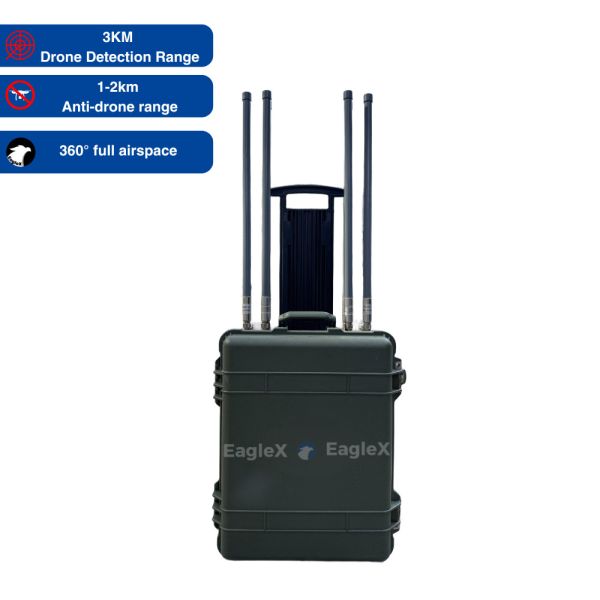 Quality Portable Movable Drone Jammer With Detector 3km Detection And 2km Jamming System Anti FPV Drone for sale