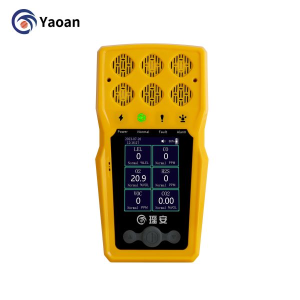 Quality Portable Type 6-In-1 Multi Gas Detector Alarm Handheld C2H4 CO2 Carbon Monoxide Gas Leak Detector for sale