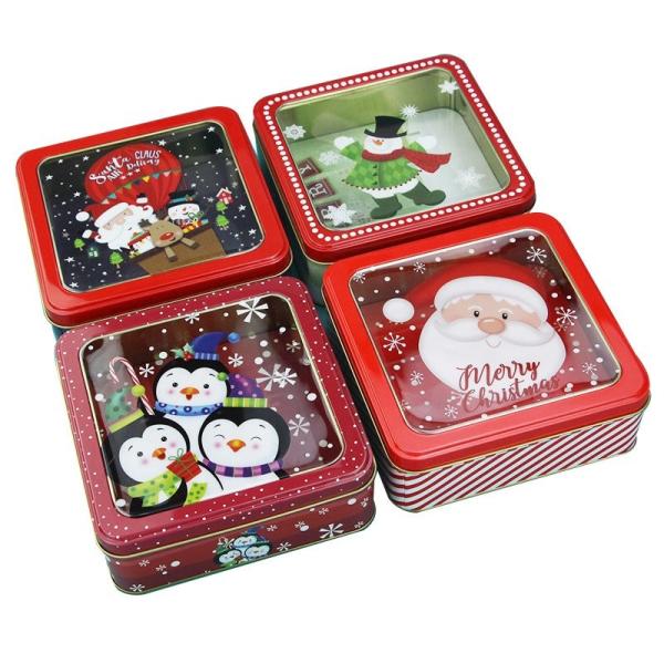 Quality Wholesale Popcorn Tins Square Tin Box with PVC Window Printed Holiday Boston for sale
