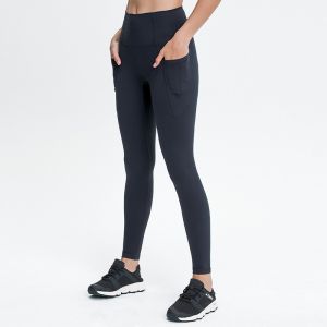 Quality Breathable Active Stretch Gym Leggings With Pockets , Nylon Sports Leggings for sale