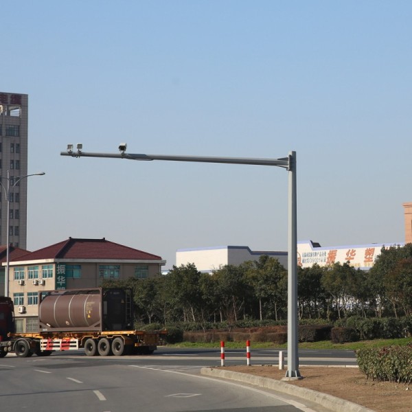 Quality 6.8M Galvanized Outdoor Security Camera Pole , Q235 3m CCTV Pole for sale