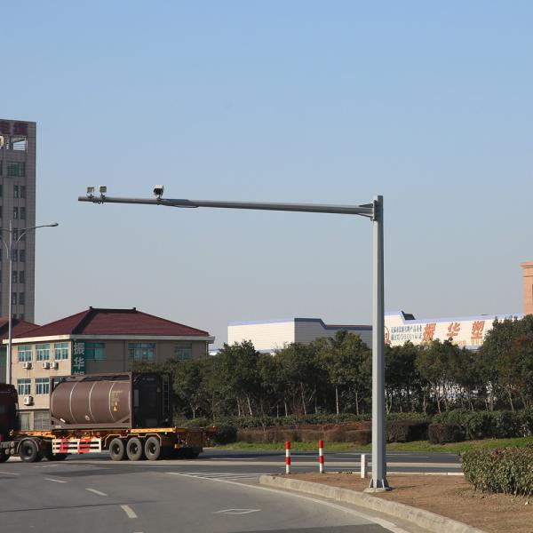 Quality 6.8M Galvanized Outdoor Security Camera Pole , Q235 3m CCTV Pole for sale