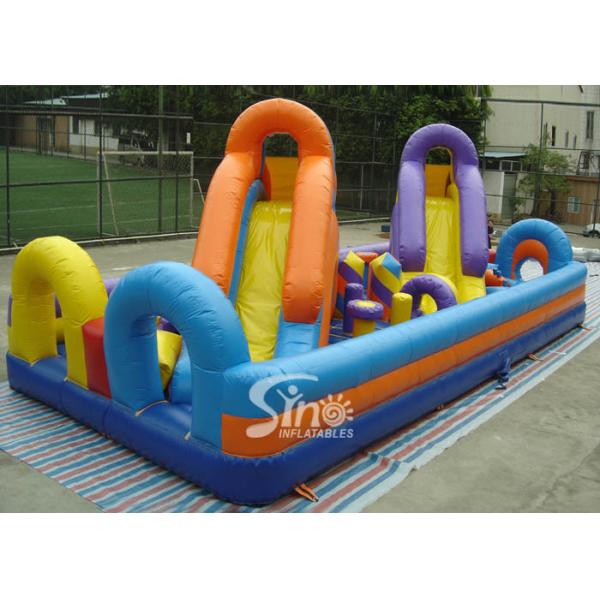 Quality Giant Double Lane Slide Kids Inflatable Obstacle Course For Outdoor for sale