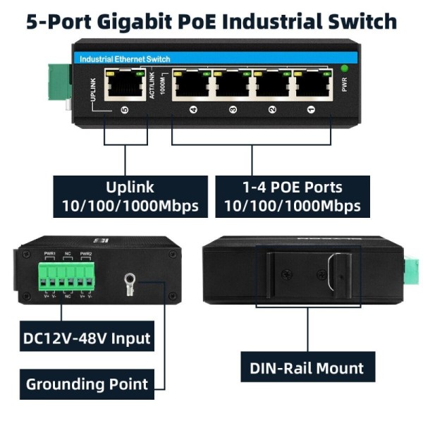 Quality Industrial Solar PoE Switch DC12-48V 240W Web Managed Network Switch for Cctv for sale