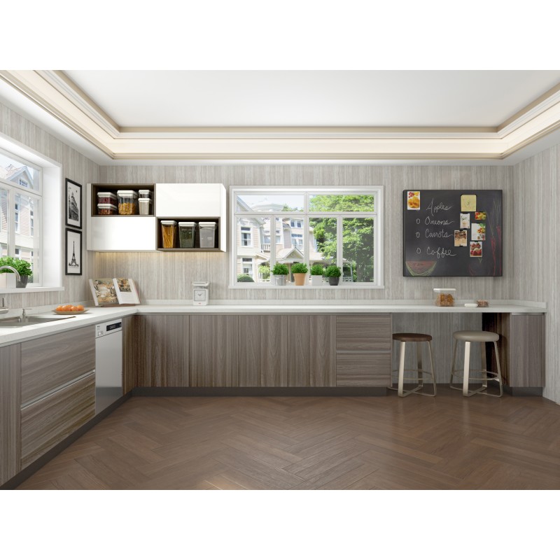 Kitchen cabinet with quartz countertop