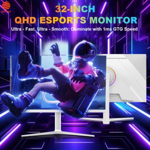 Quality 32 Inch QHD Gaming Monitor Adjustable Height Eye Care IPS Panel Ultrawide for sale