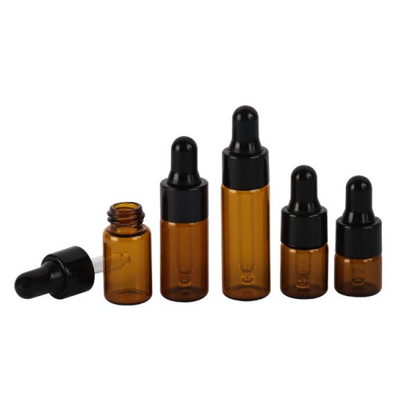 Quality Amber Small Glass Dropper Bottles Customizable Sample Dropper Bottle 1ml 2ml 3ml for sale