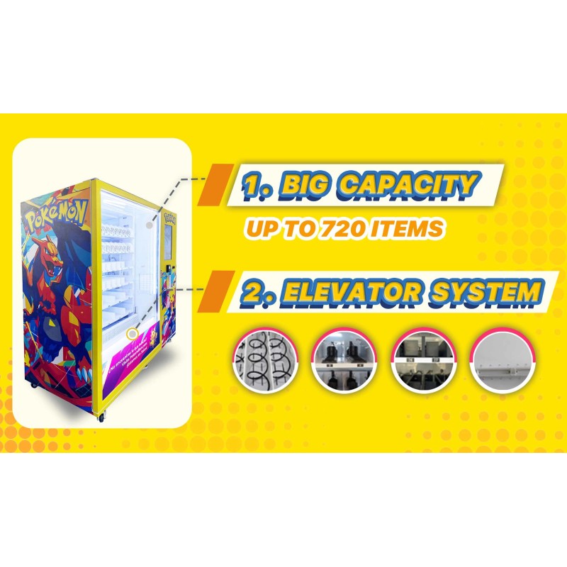 Pokemon Vending Machine have Super-Large Storage – Minimize Restocking, Maximize Convenience and Elevator Delivery System