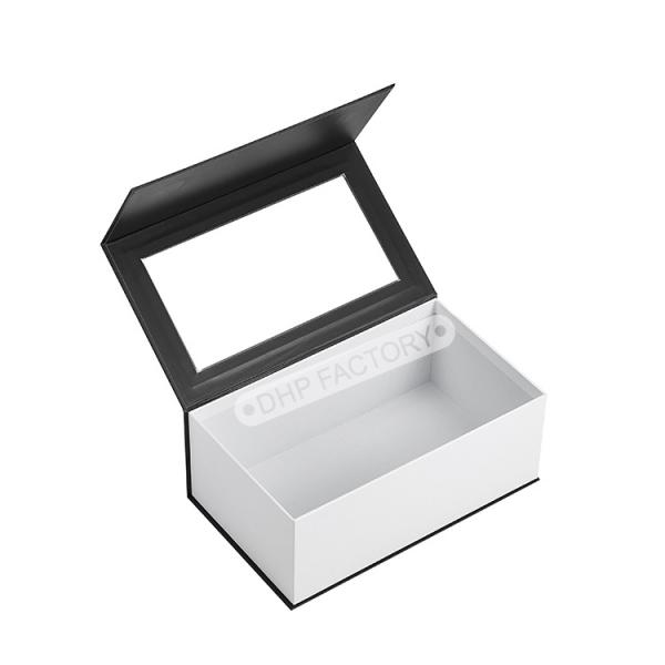 Quality OEM ODM Matte Black Magnetic Gift Box With Clear Pvc Window Eco Friendly for sale