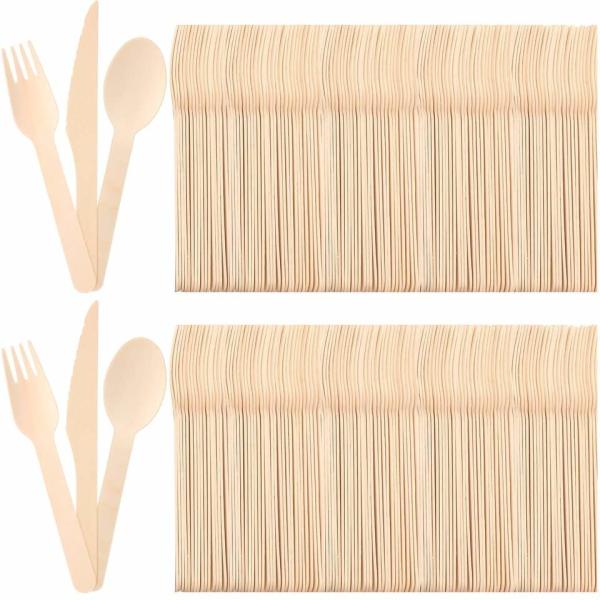 Quality Natural Biodegradable Bulk Birch Wood Spoon / Forks / Knives Disposable for sale