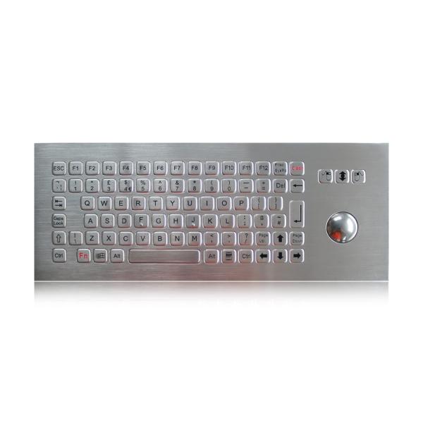 Quality IP65 Waterproof 304 Stainless Steel Keyboard With 38mm Optical Trackball for sale