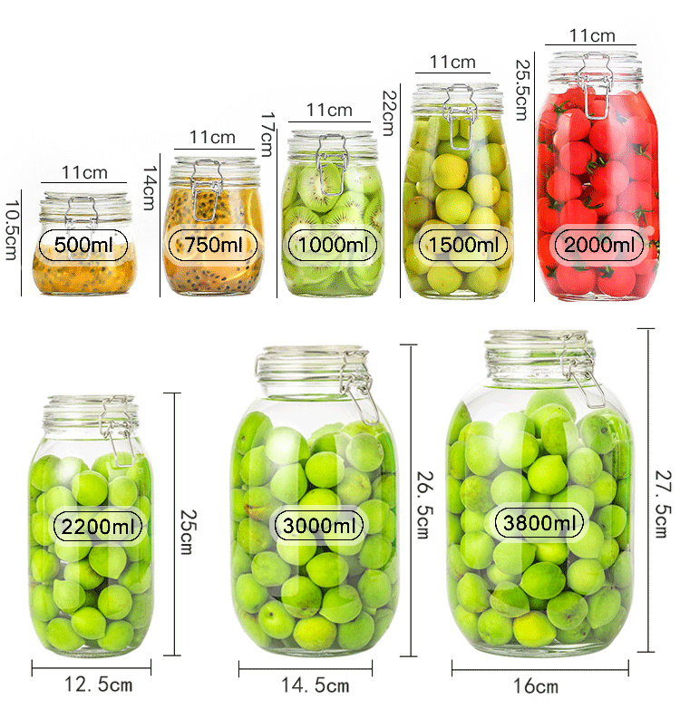 Factory Price 500ml 1L Square Kitchen Glass Jars Packing Jars Flip Lid Glass Jars