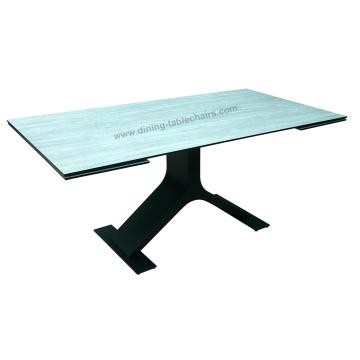 Quality 2.5 Meter Tempered Glass Dining Table With HPL Laminate For 10-12 Seats for sale