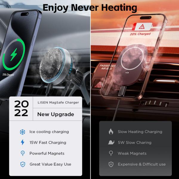 Quality Semiconductor Cooling Magsafe Car Charger Mount 15w Easy Installation for sale