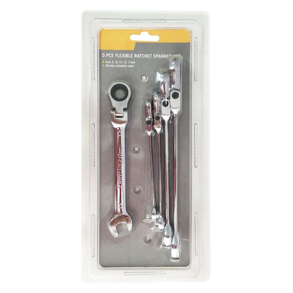 Quality Chrome Vanadium Steel 72T 5PCS Flexible Head Ratchet Wrench for sale