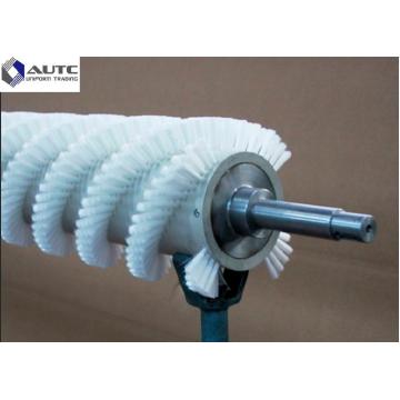 White Blue Cylindrical Roller Brush Fruit Vegetable Cleaning Stainless Steel
