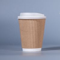 Quality 10oz Custom Order PLA Ripple Wall Paper Cup for Takeaway Drinks for sale
