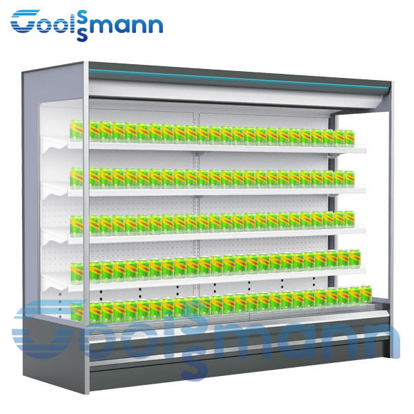 Quality Drink Display Multideck Open Chiller With Night Curtain Showcase Refrigerator for sale