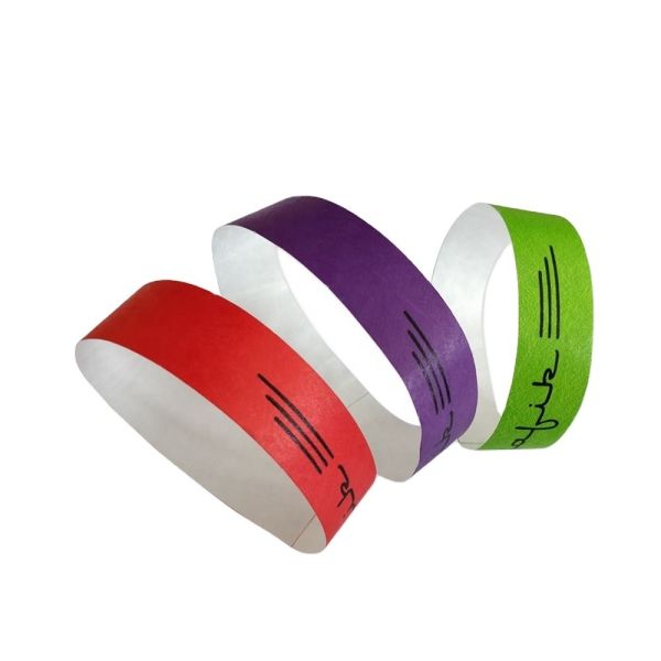 Quality 250*25mm and 250*19mm Customized Admission Barcode Tyvek Paper Wristbands for Party for sale