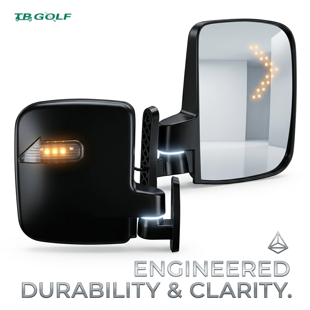 Quality Fully Adjustable Golf Cart Side Mirrors With Turn Signal Lights 2 Pounds Weight for sale