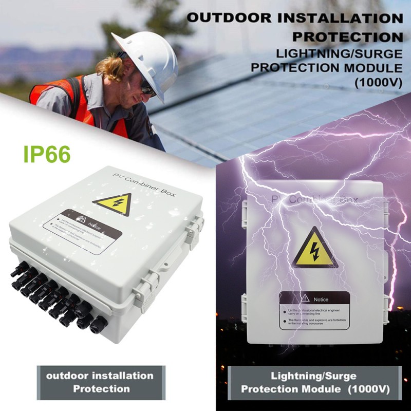 IP65 Waterproof Solar Energy PV Combiner Box 1-6 Strings Plastic Distribution Enclosure Solar DC Switching Box