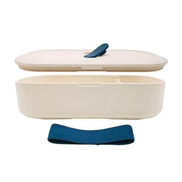 Quality Single Layer Waterproof Plastic Lunch Box with Partition and Blue Bamboo Fiber for sale