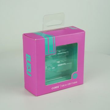 Quality custom cardboard boxes data line charging usb cable boxes with hook for sale