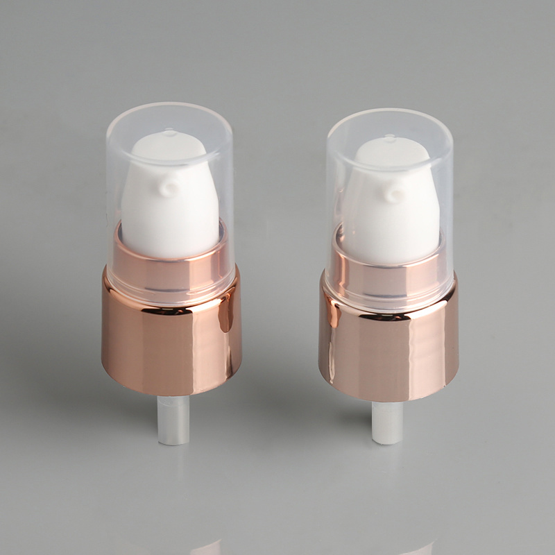20mm 24mm Plastic Cream Pump Treatment Pump Gold UV with PP Over Cap