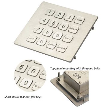 Quality Panel Mount Keypad 16 Button 0.45mm Short Stroke Metal Numeric Keypad for sale