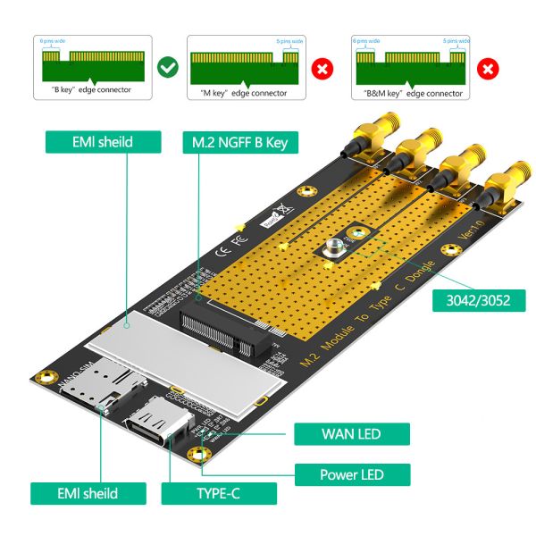 Quality Customized PCI-E NGFF To M 2 NVME Adapter For RM500Q RM500U Module for sale